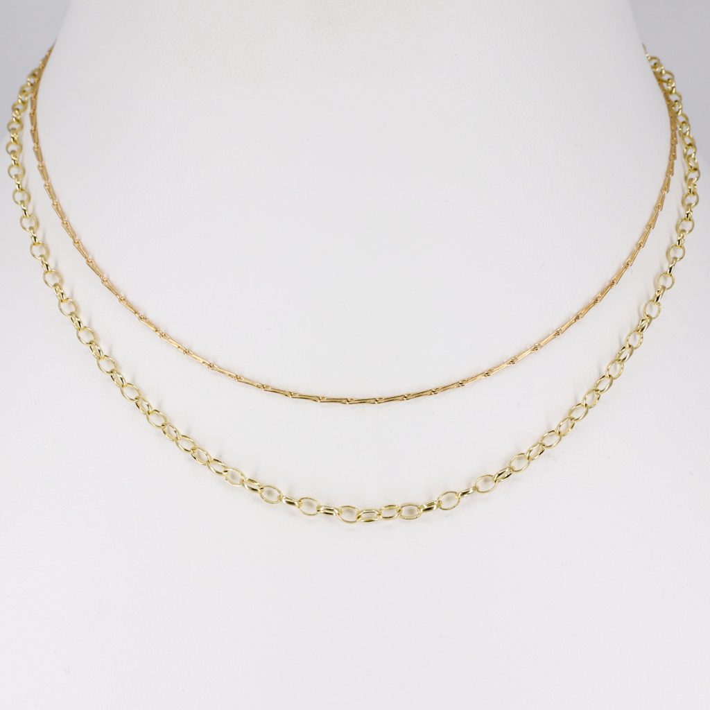 9ct yellow gold double chain necklace - Baroque Jewellery