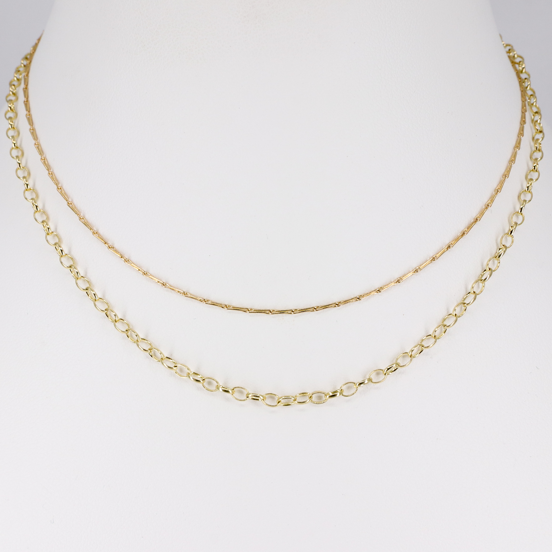 9ct yellow gold double chain necklace - Baroque Jewellery 9ct yellow gold double chain necklace - Baroque Jewellery