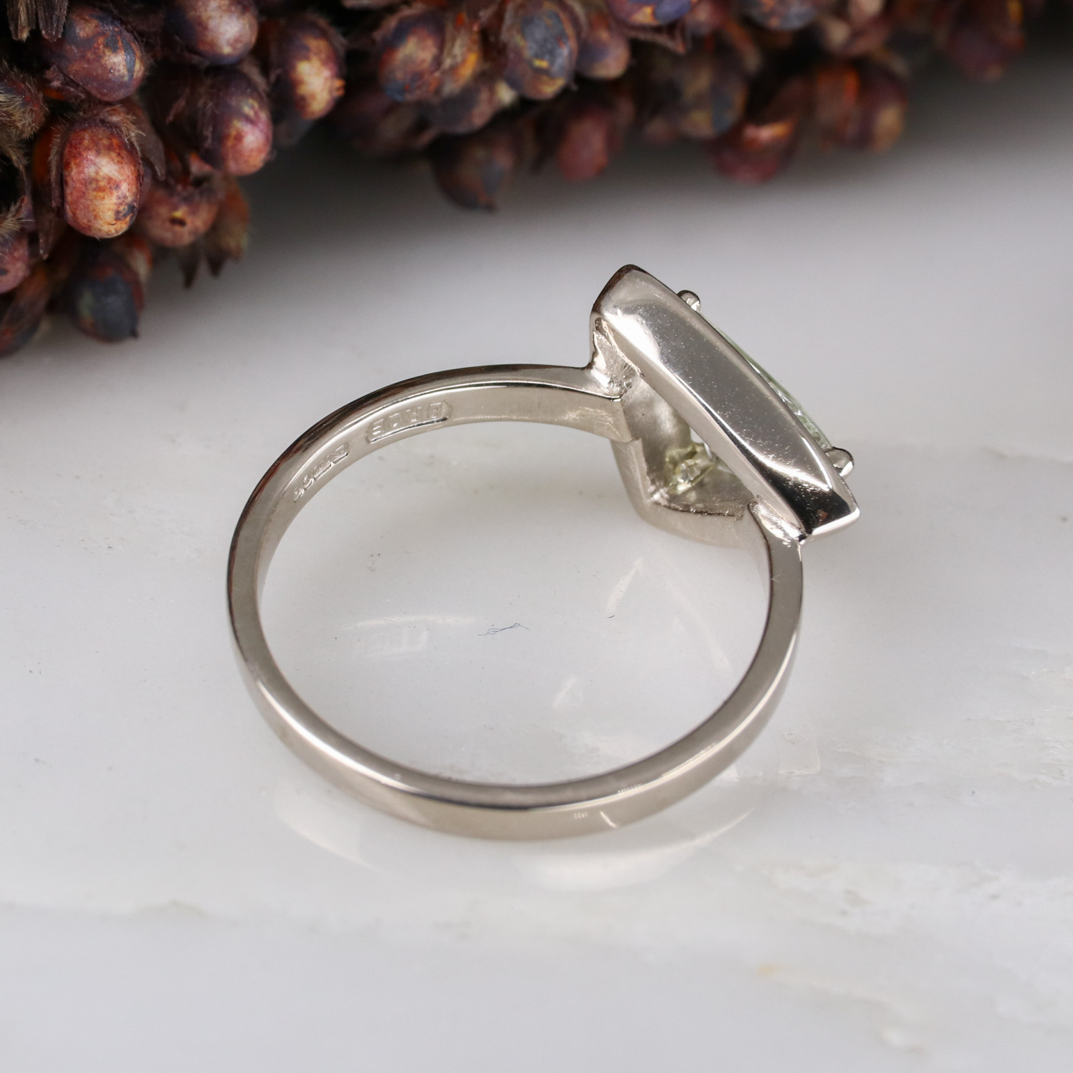 18ct white gold macle diamond ring with white diamond halo - Baroque ...