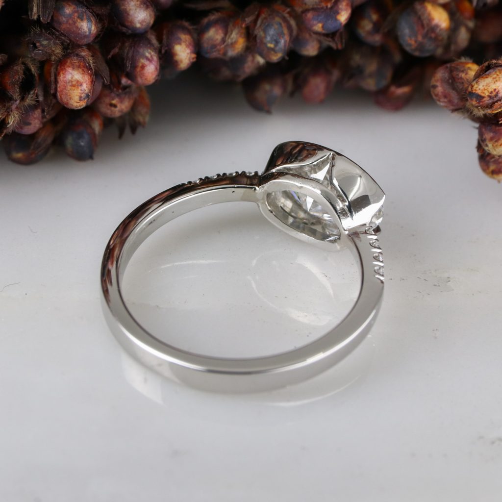Platinum east-west set lab grown white diamond rise ring with white ...