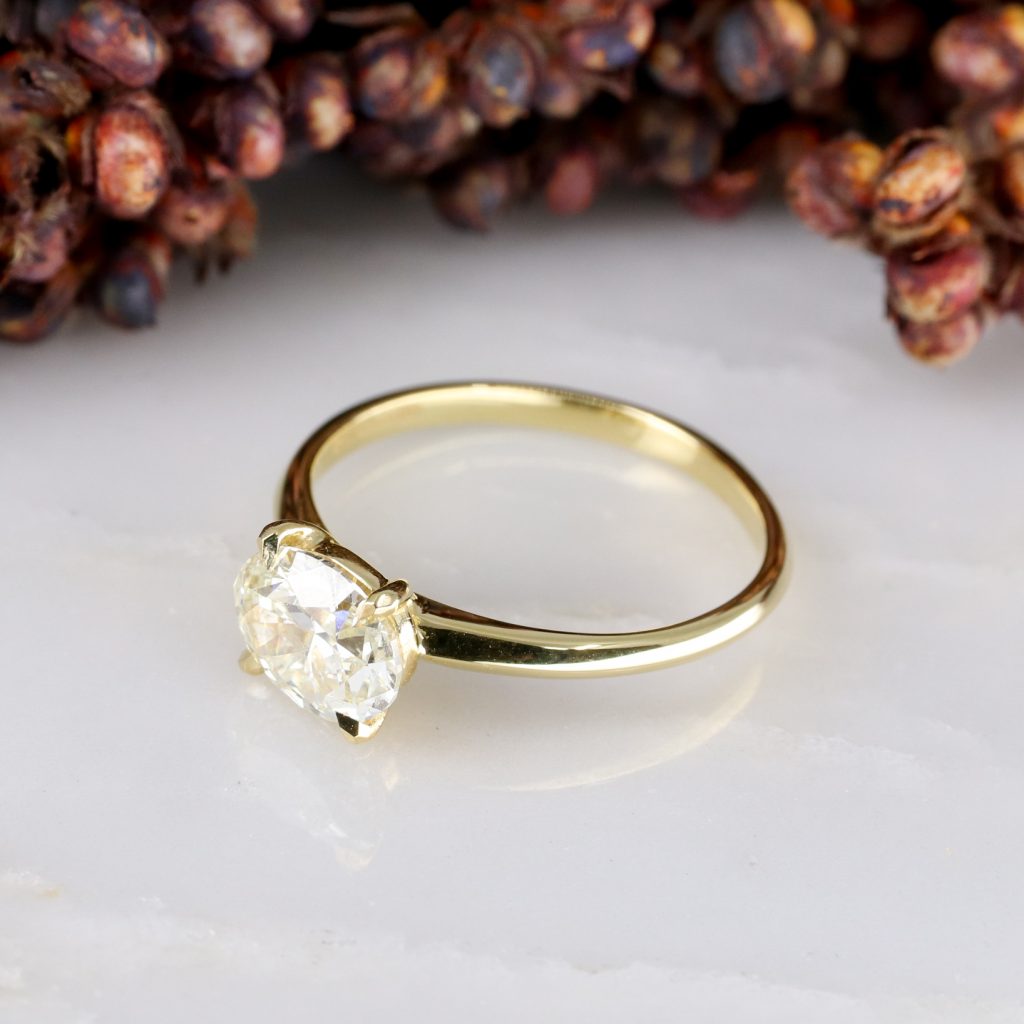 18ct yellow gold landscape set pale yellow diamond solitaire ring ...