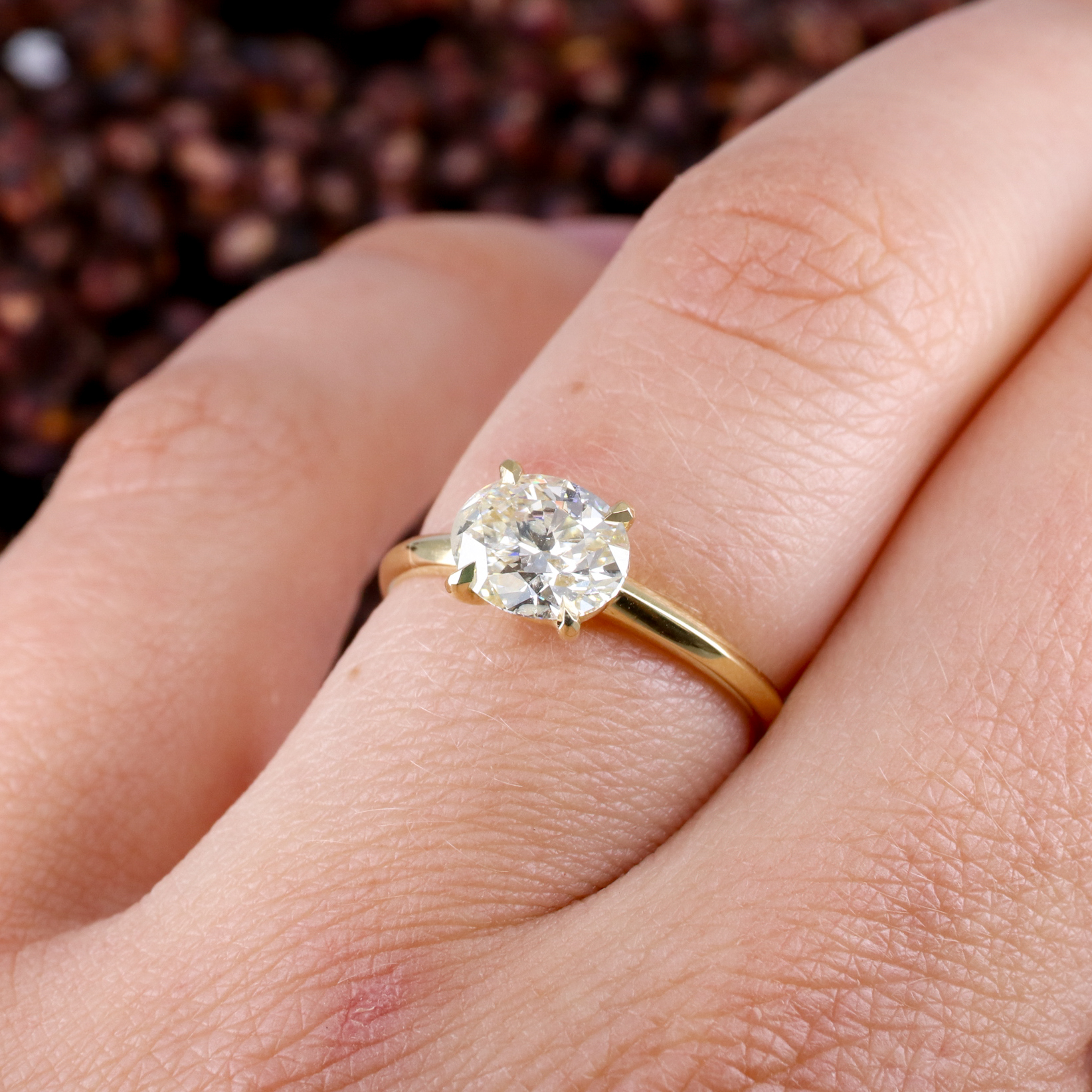 18ct yellow gold landscape set pale yellow diamond solitaire ring ...