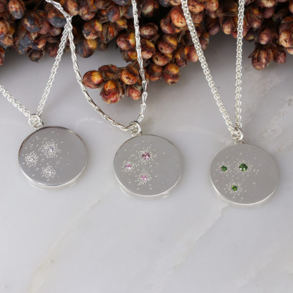 Silver Small Stardust pendant with White Diamonds - Baroque Jewellery